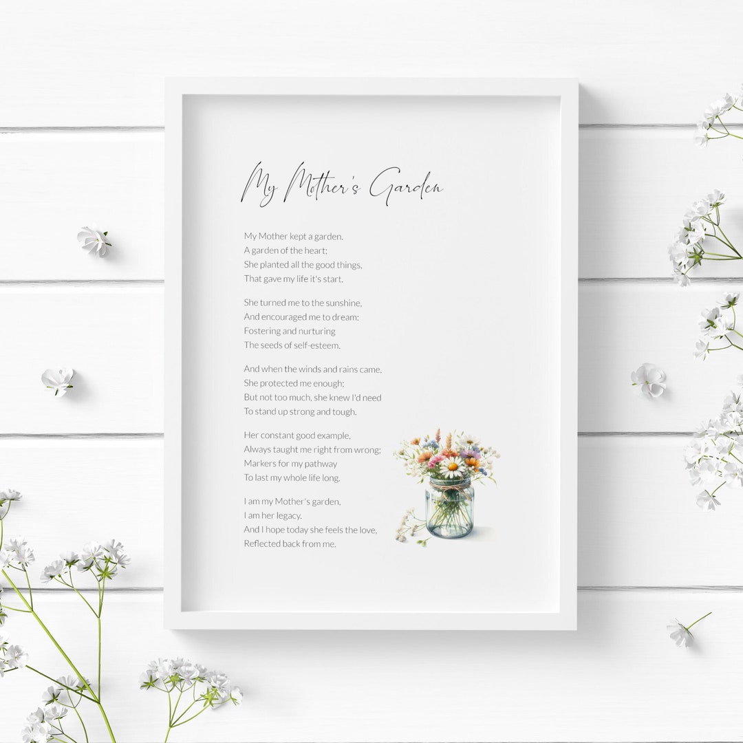 My Mother's Garden Poem | Mothers Day Gift | Inspirational Print ...