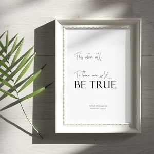 This Above All to Thine Own Self Be True Literary Print Hamlet Act 1 ...