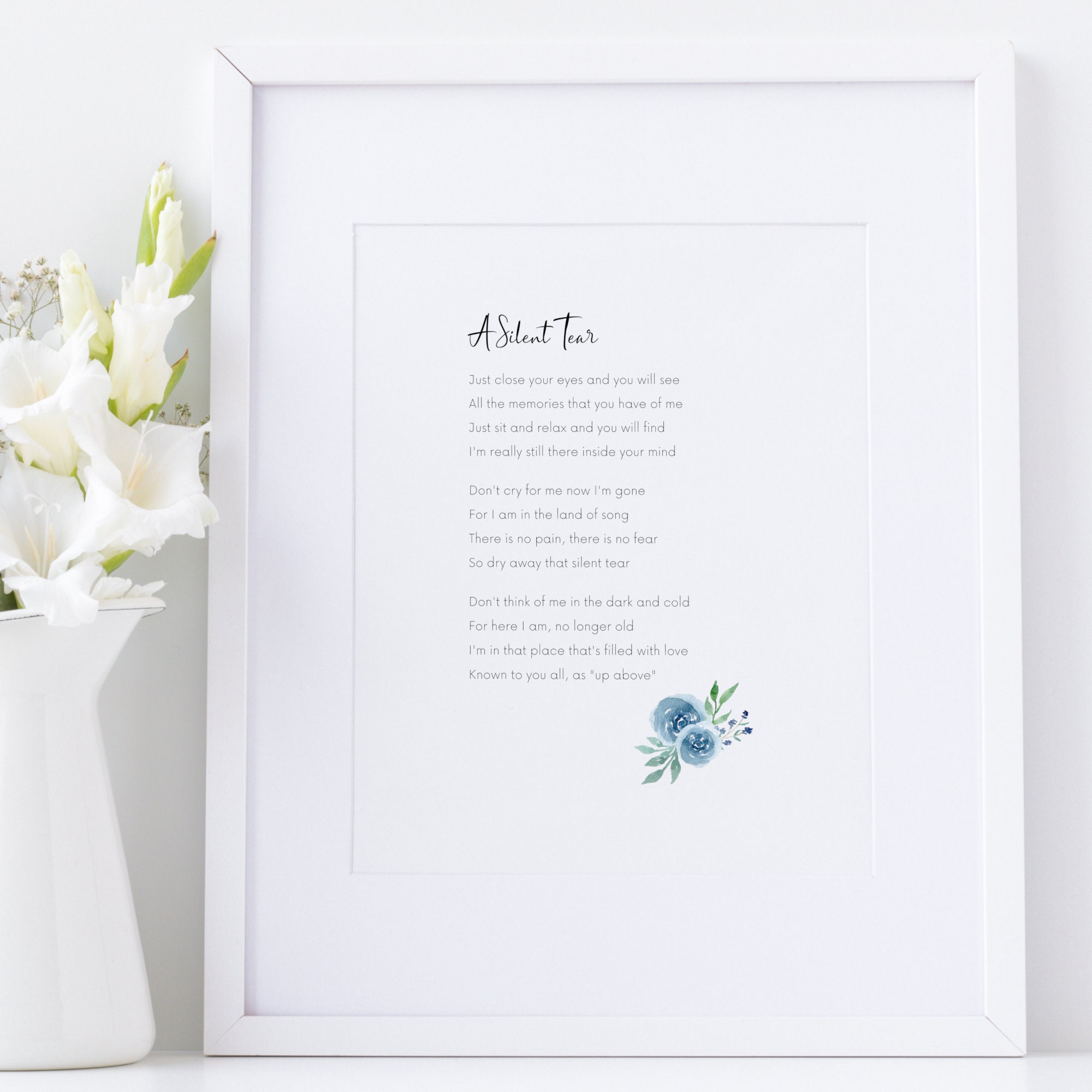 A Silent Tear | Printable Poem | Condolences Gift | Sympathy Present ...