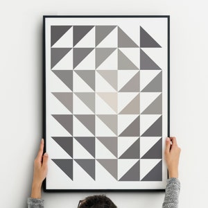 Set of 3 Abstract Geometric Prints | Shades of Grey | Modern Wall Art ...