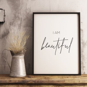 I Am Beautiful Print Printable Wall Art Quote Prints | Etsy