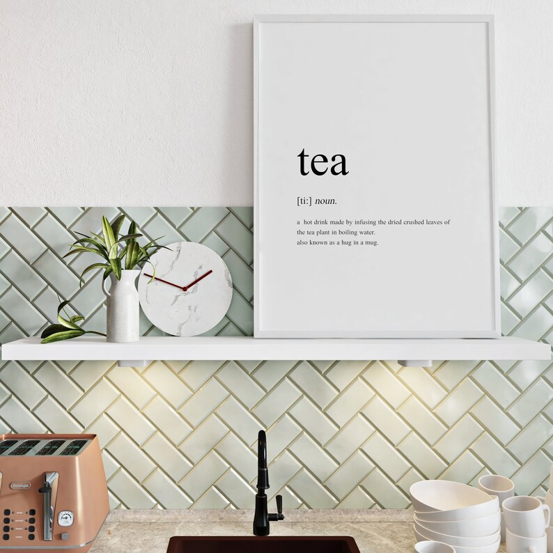 Tea Definition Print | Gift for Tea Lover | Kitchen Wall Art | Home ...