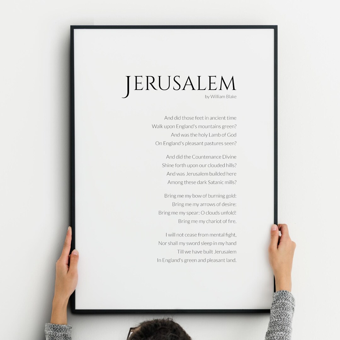 Jerusalem, by William Blake Print | Inspirational Poetry | Literary ...