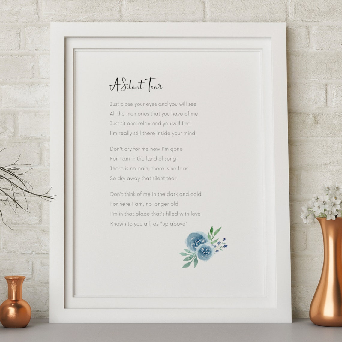 A Silent Tear Printable Poem Condolences Gift Sympathy - Etsy Ireland