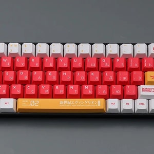 Evangelion Asuka Customized Keycaps Cherry Profile Keycap ISO Layout ...
