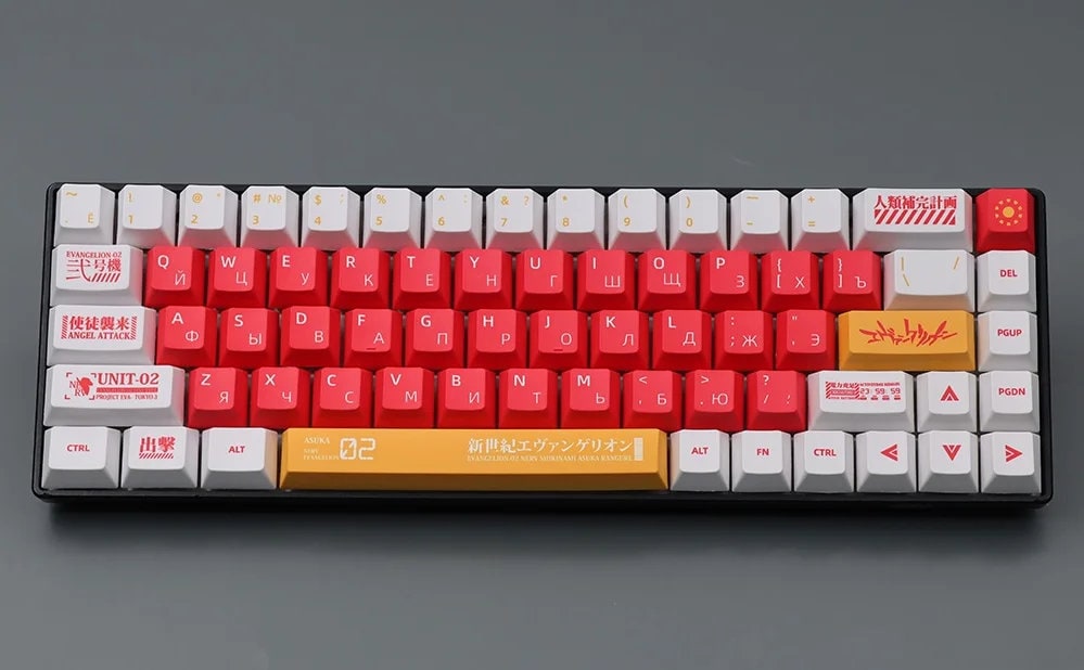 Evangelion Asuka Customized Keycaps Cherry Profile Keycap ISO Layout ...
