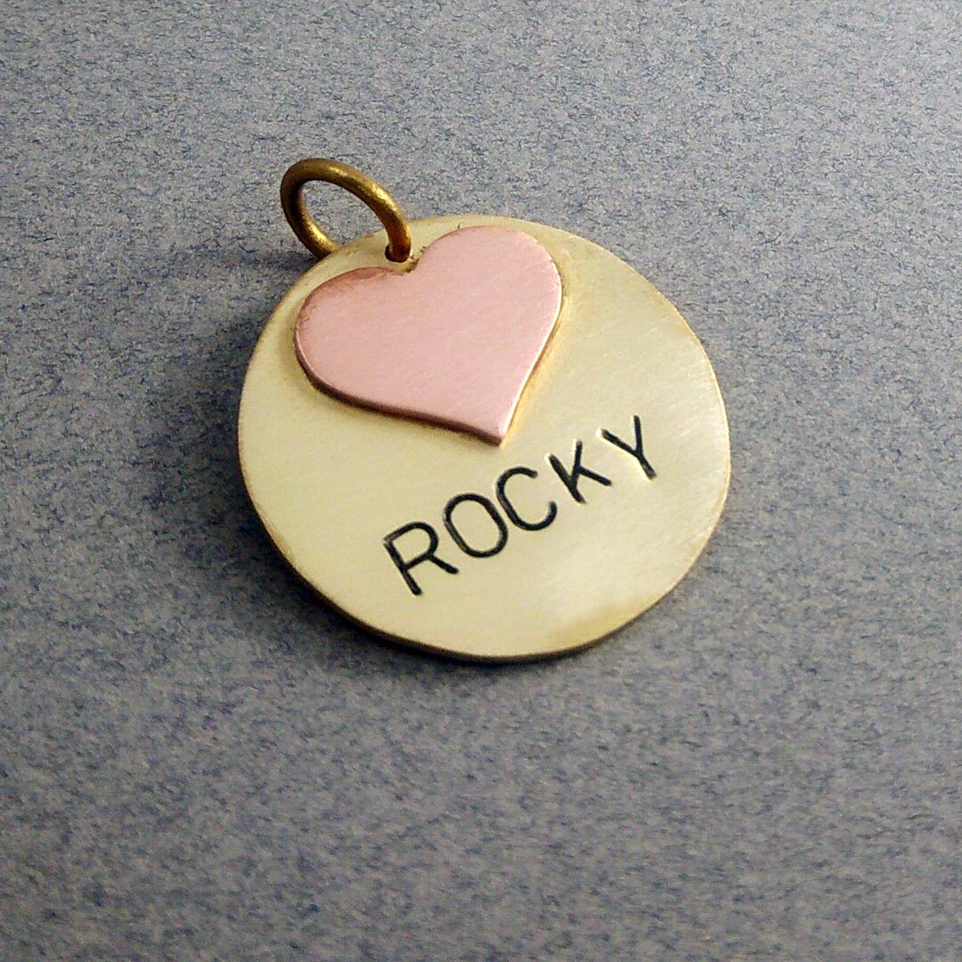 Personalized Heart Dog Tag ID for Collar With Stamped Front - Etsy