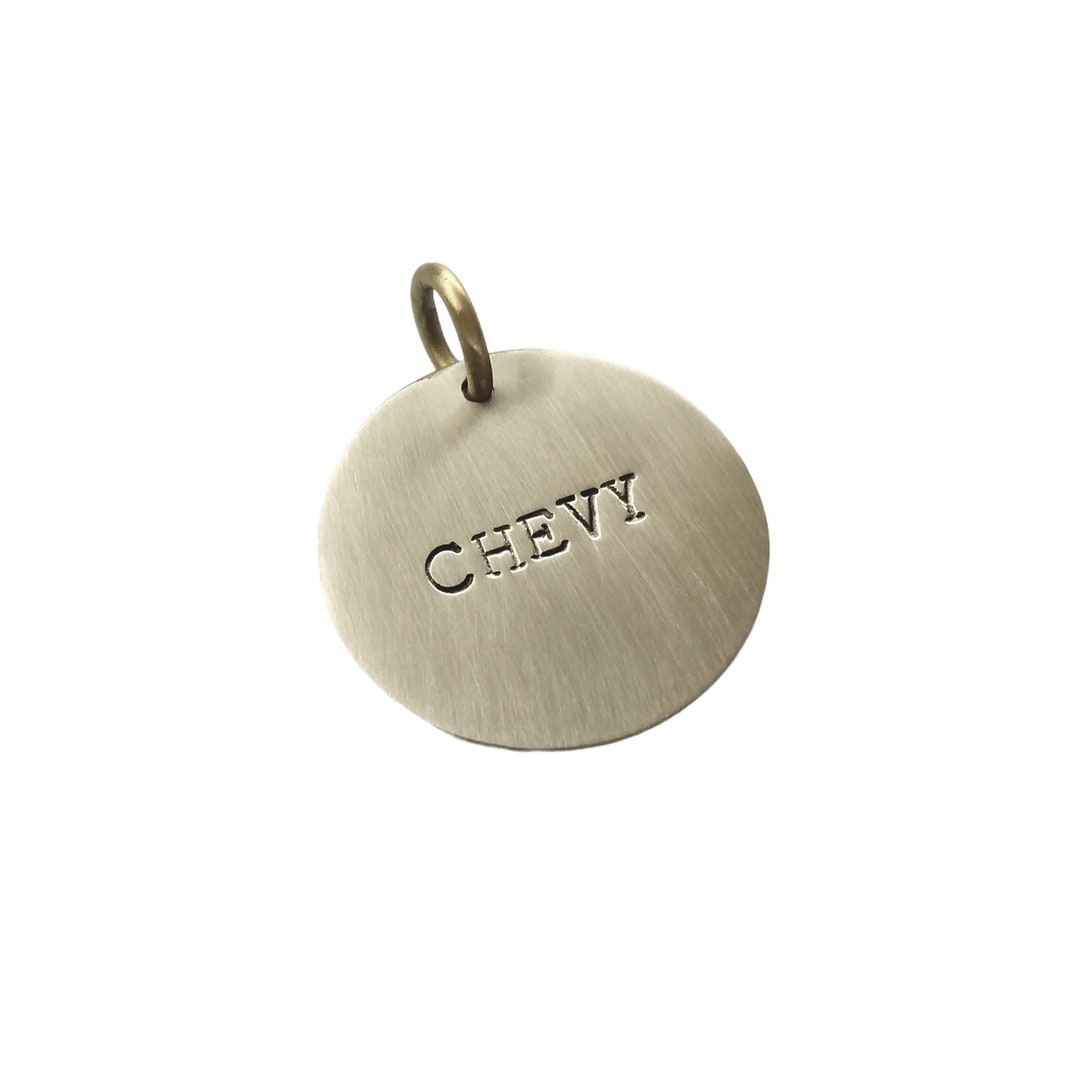 Circle Dog Tag, Hand Stamped Custom Round Engraved Pet ID, Brass Copper ...