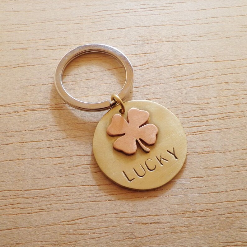 Personalized Lucky Clover Dog Tag ID for Collar With Stamped - Etsy
