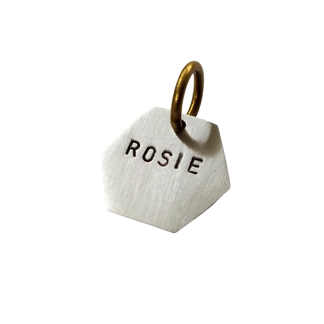 Custom Hexagon Cat Tag, Small Engraved Pet ID Tag, Personalized Cat ...