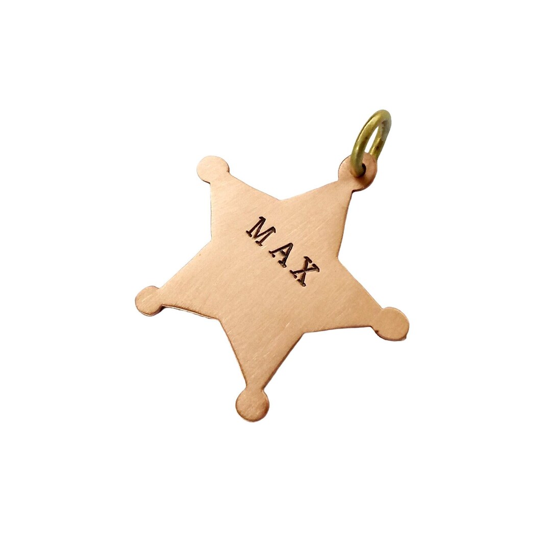 Sheriff Badge Dog Tag, Custom Star Shaped Pet ID Tag With Name and ...