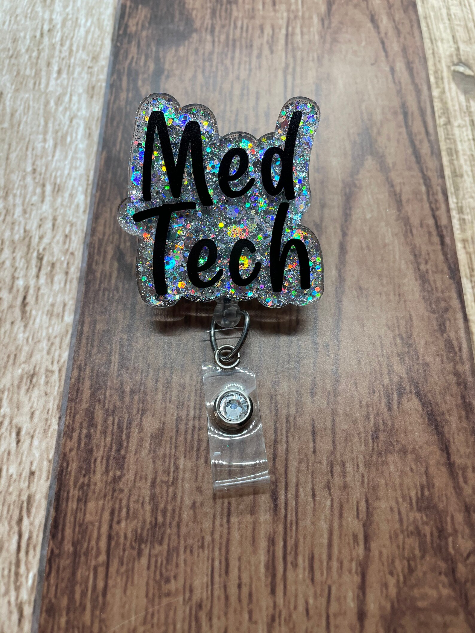 Med Tech Badge Reel Medical Technician Silver Glitter You - Etsy