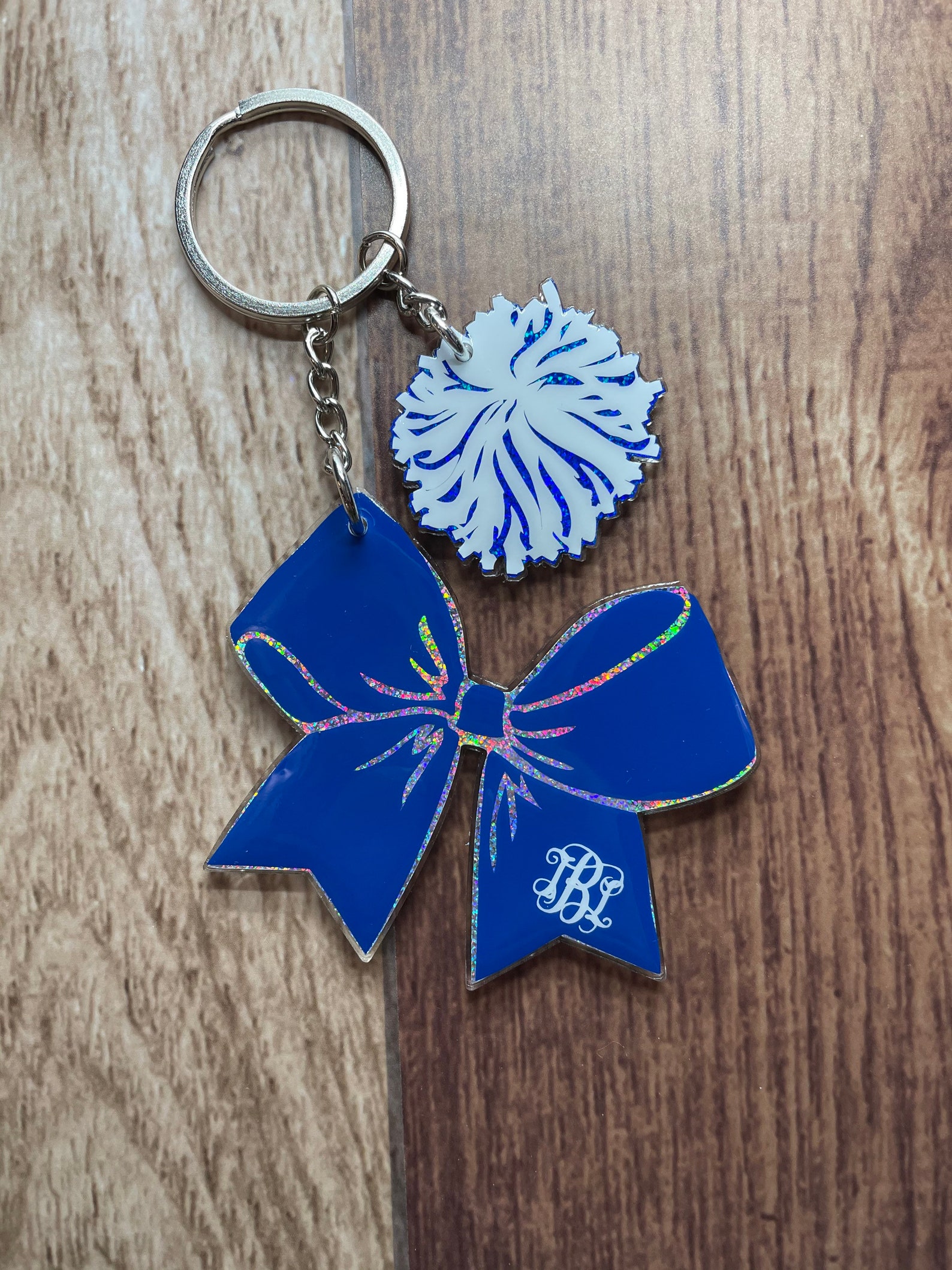 Cheer Bow Pom Pom Keychain Cheerleader Cheering High School - Etsy