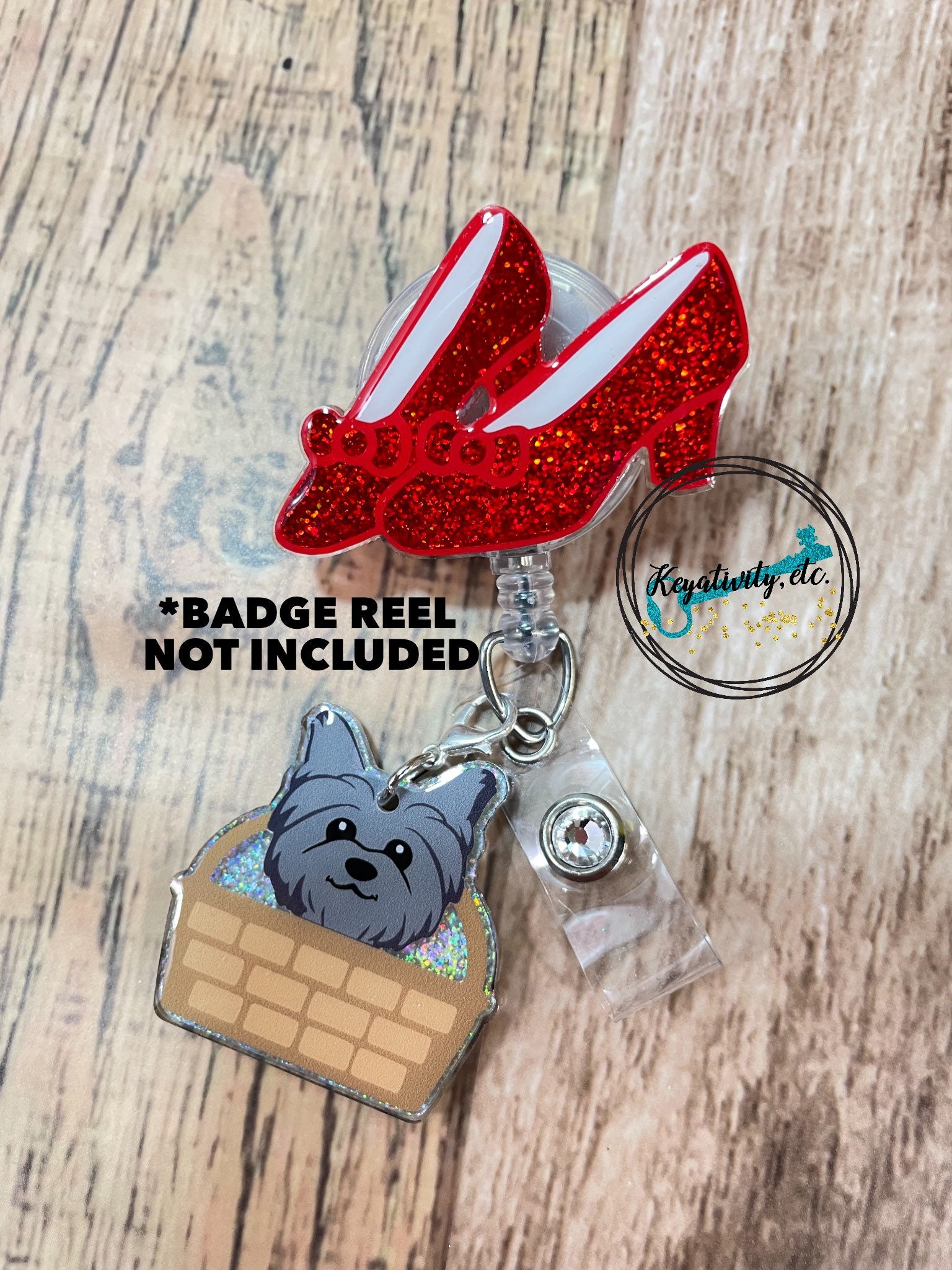 Toto in Basket Charm • ADD-ON to Badge Reel • Charms Cute Add on Clips ...