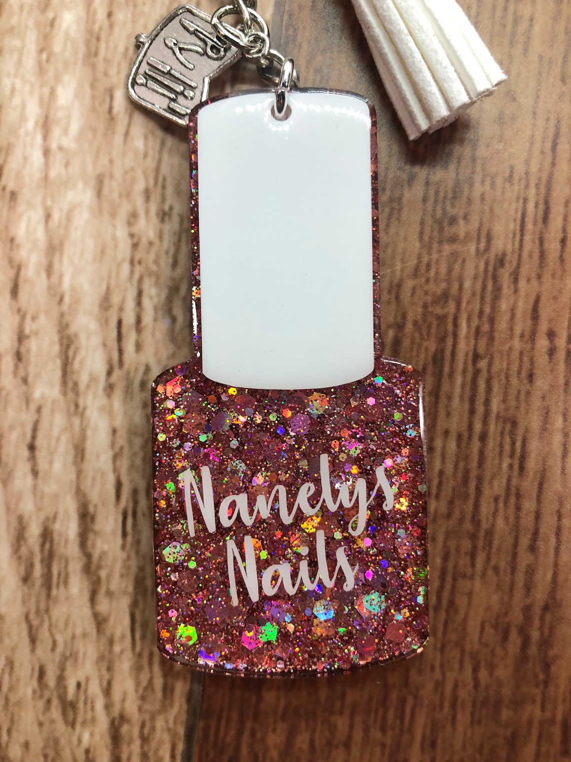 Nail Polish Keychain Glitter Tassel Key Chain Made to | Etsy
