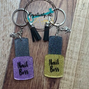Nail Polish Bottle Keychain Glitter Tassel Key Chain Made to Order You ...