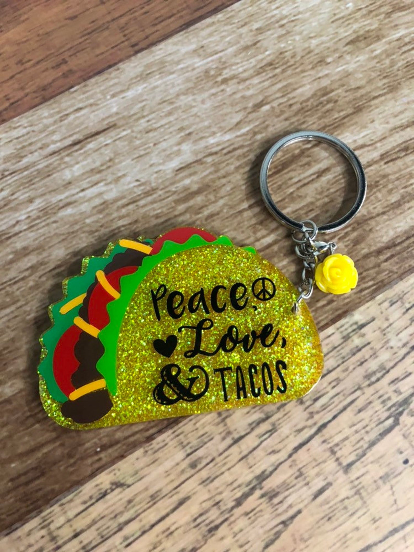 Taco Keychain Taco Tuesday Mexican Peace Love Tacos Spanish - Etsy