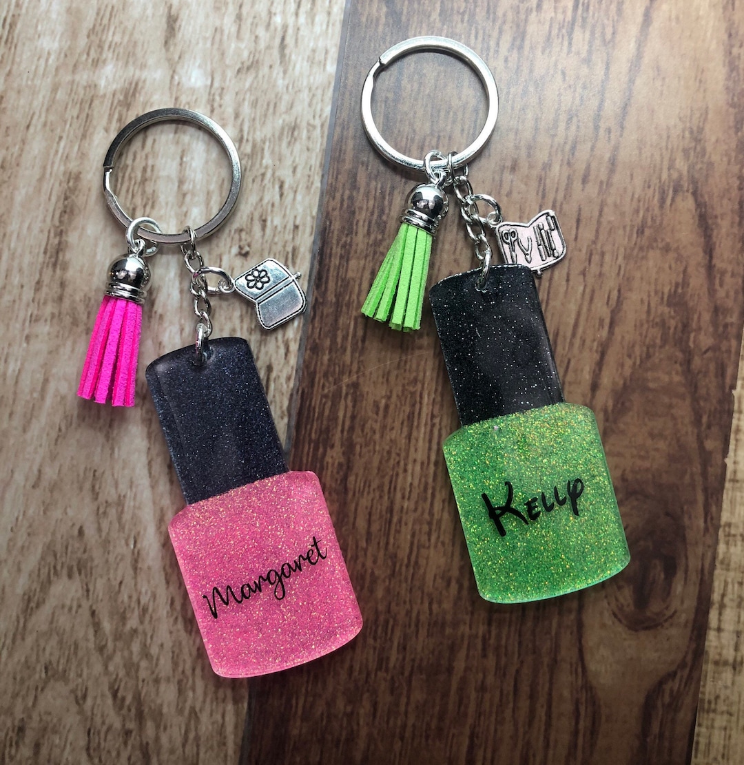 Nail Polish Bottle Keychain Glitter Tassel Key Chain Made to Order You ...
