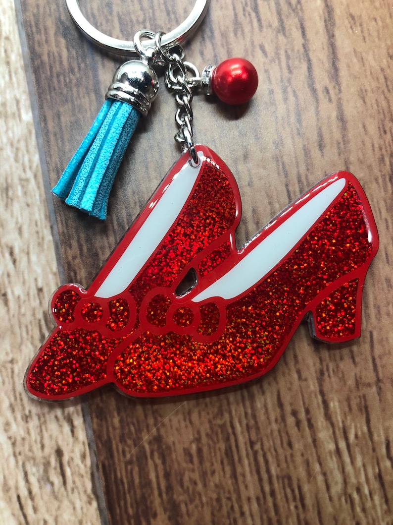 Ruby Red Slippers Keychain • Wizard of Oz Dorothy Gingham Glitter ...
