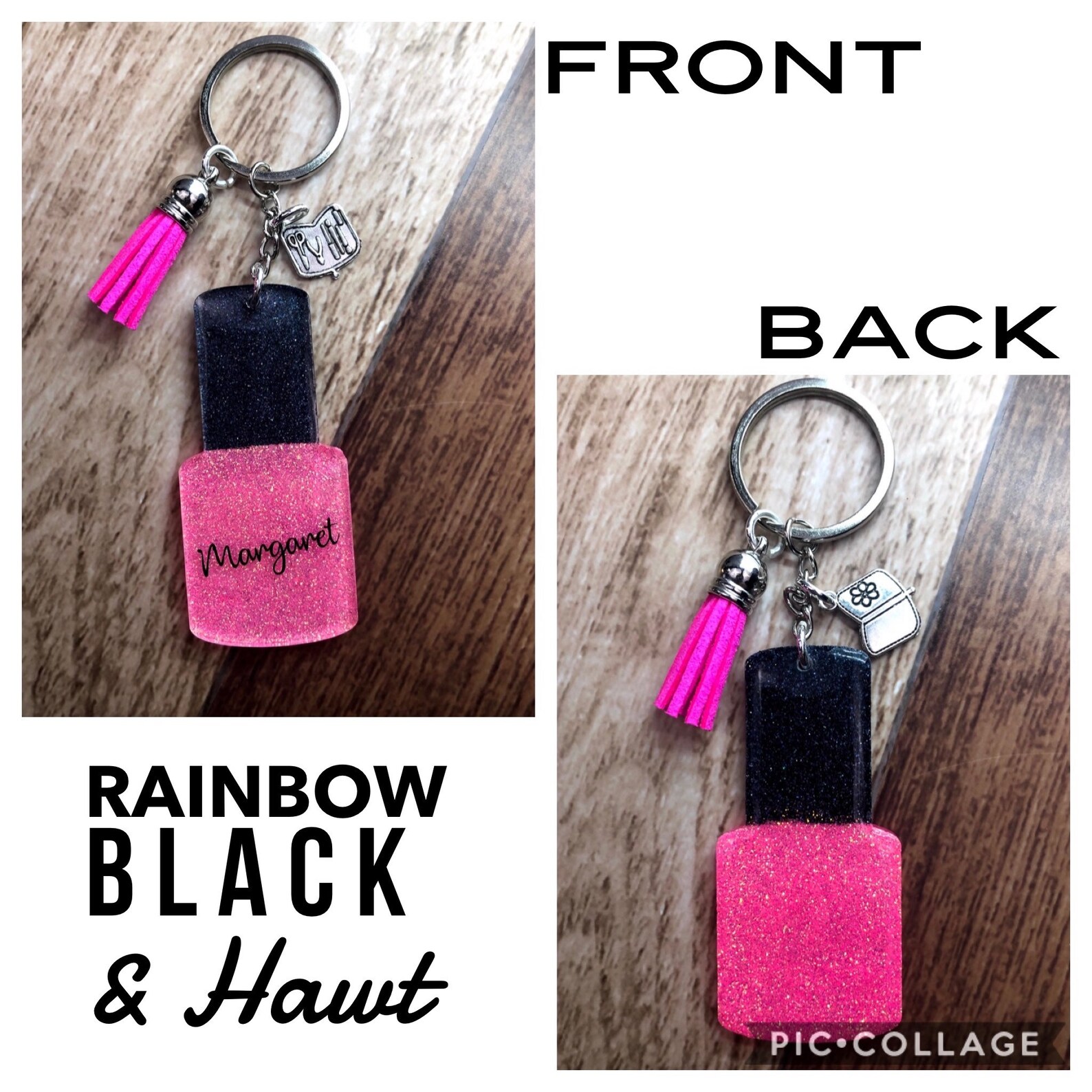 Nail Polish Bottle Keychain Glitter Tassel Key Chain Made - Etsy