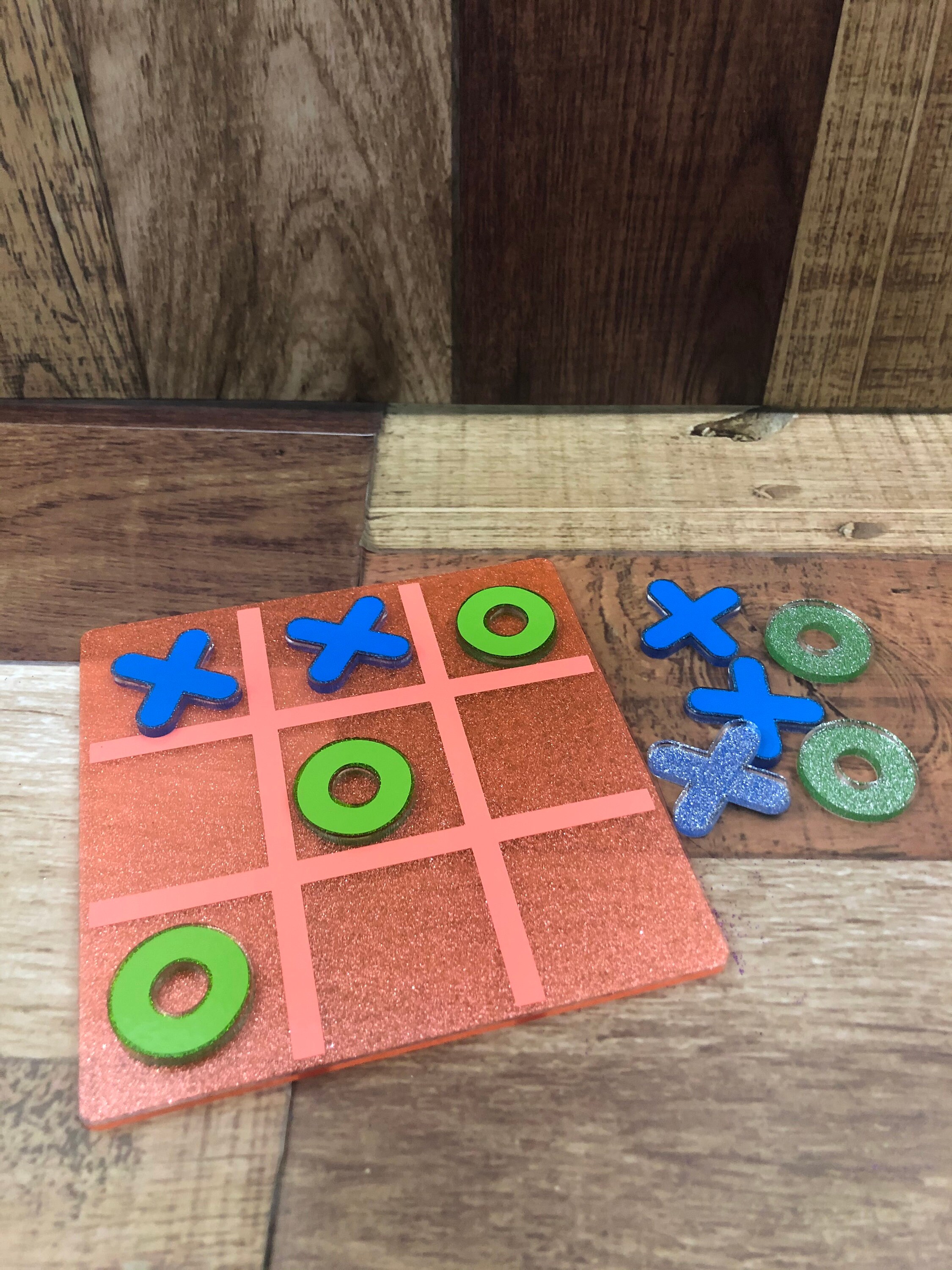 CUSTOM Travel Tic Tac Toe Board 5 inches X O Glitter Made to Order You ...