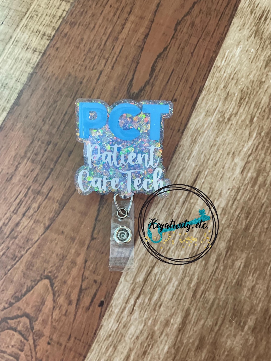 PCT Patient Care Tech Badge Reel • Medical Hospital Glitter • Made to ...