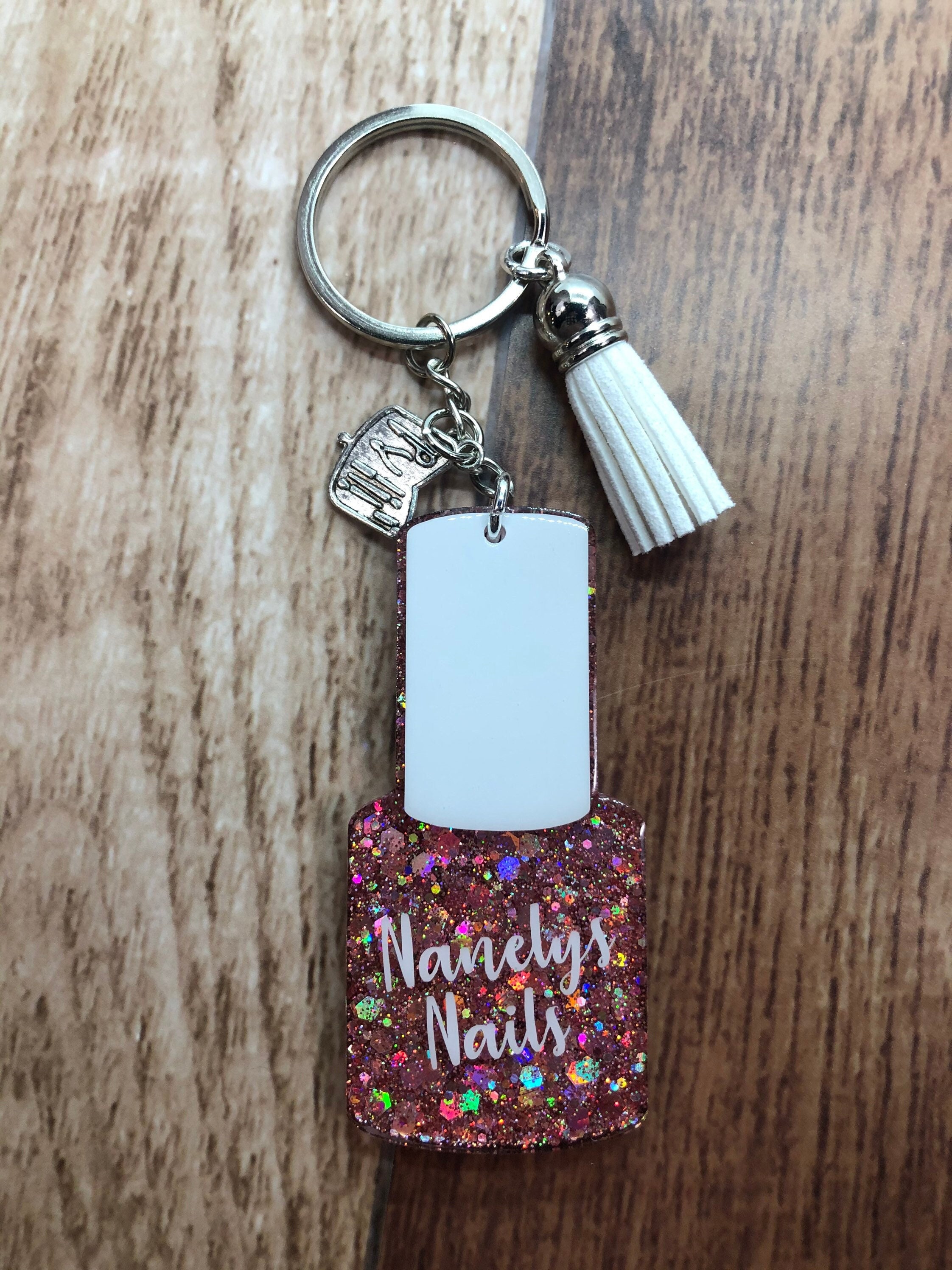 Nail Polish Keychain Glitter Tassel Key Chain Made to | Etsy