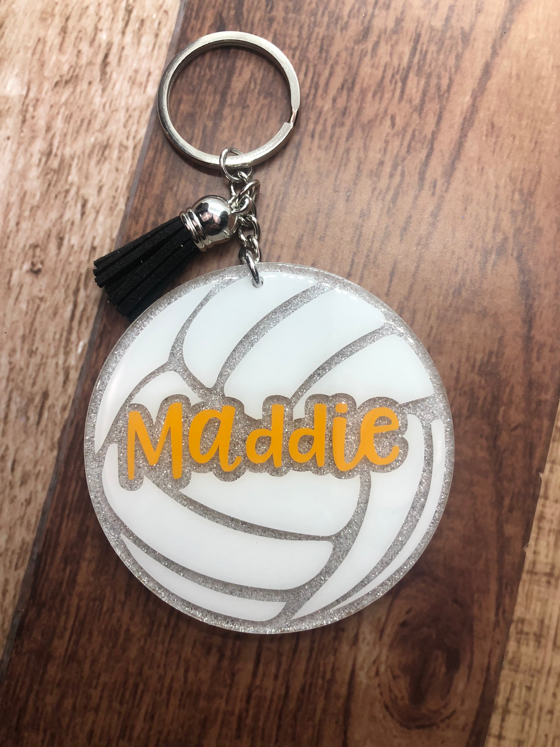 Personalized Volleyball Keychain Custom Glitter Key Chain | Etsy