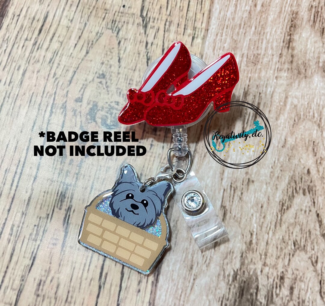 Toto in Basket Charm • ADD-ON to Badge Reel • Charms Cute Add on Clips ...