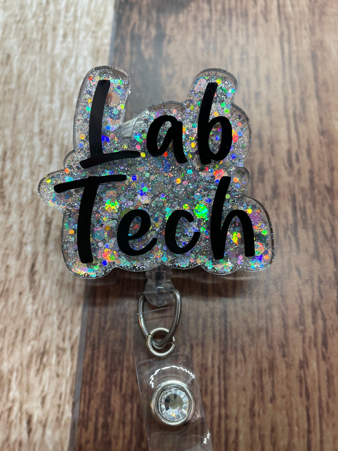 Lab Tech Badge Reel • Medical Laboratory Technician Silver Glitter You ...