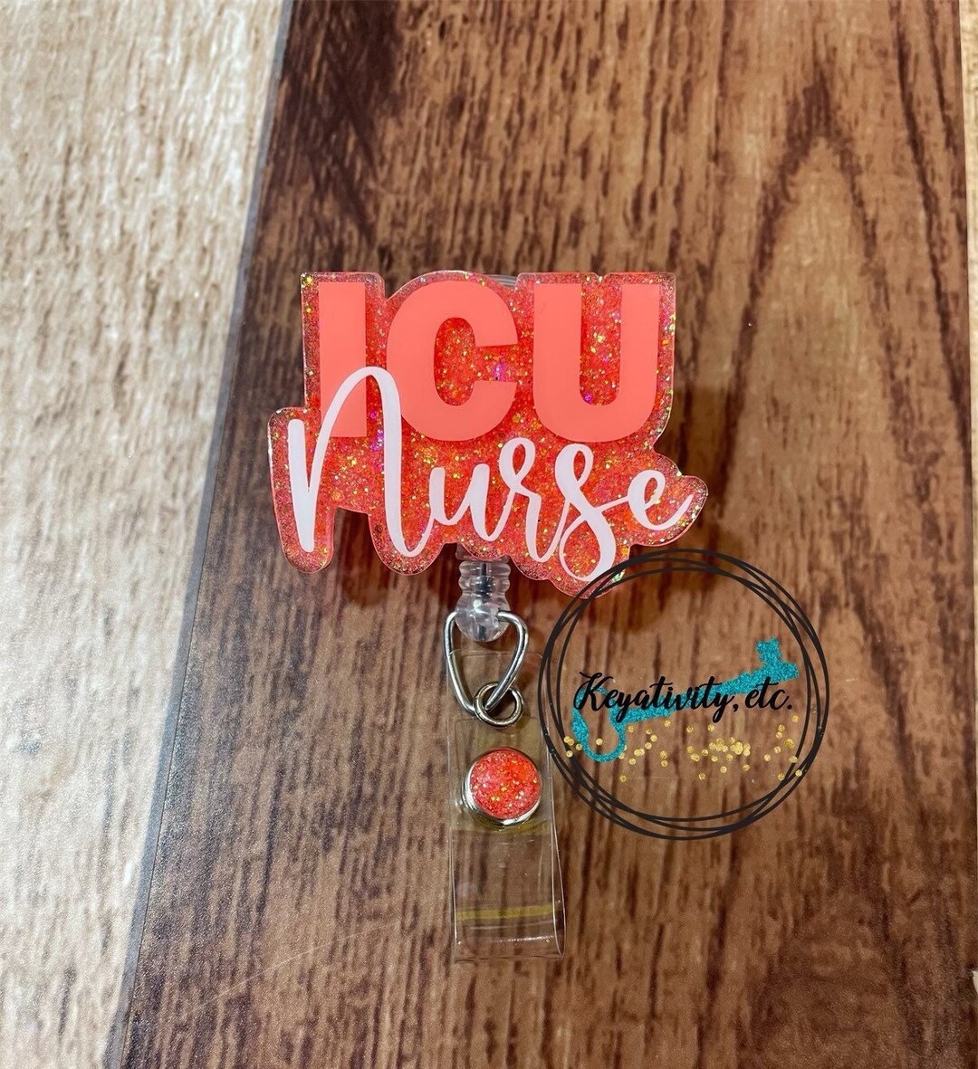 ICU Nurse Badge Reel • Intensive Care Unit RN Hospital Office Glitter ...