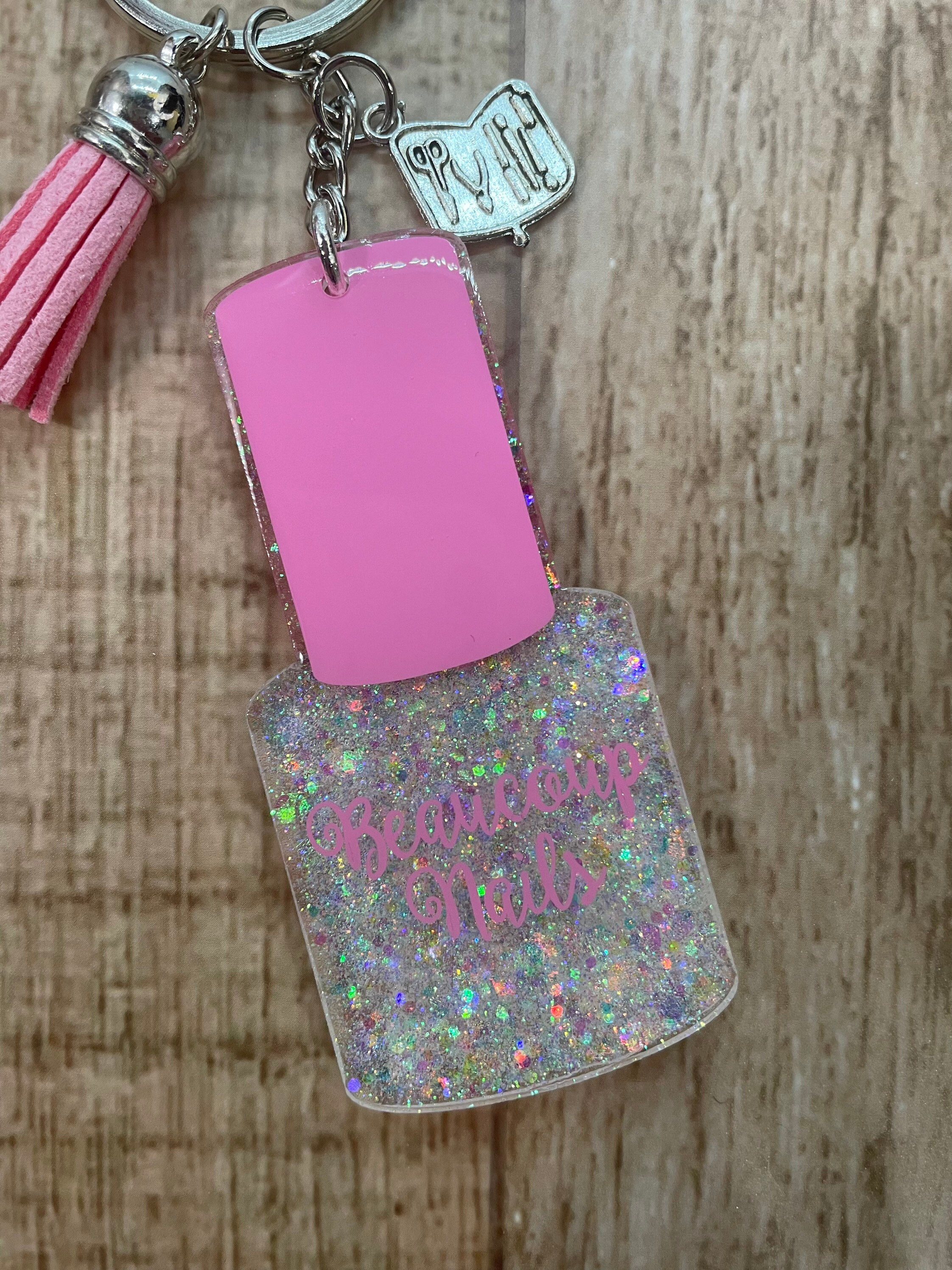 Nail Polish Keychain Glitter Tassel Key Chain Made to | Etsy