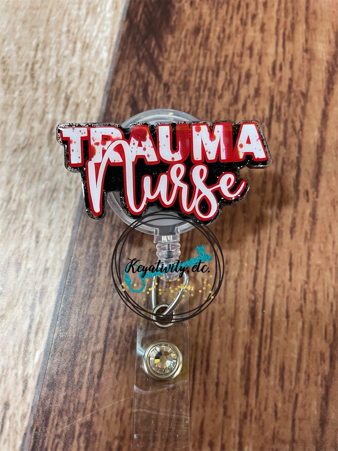 Trauma Nurse Badge Reel • Nursing RN Trauma Unit Blood Splatter Bloody ...