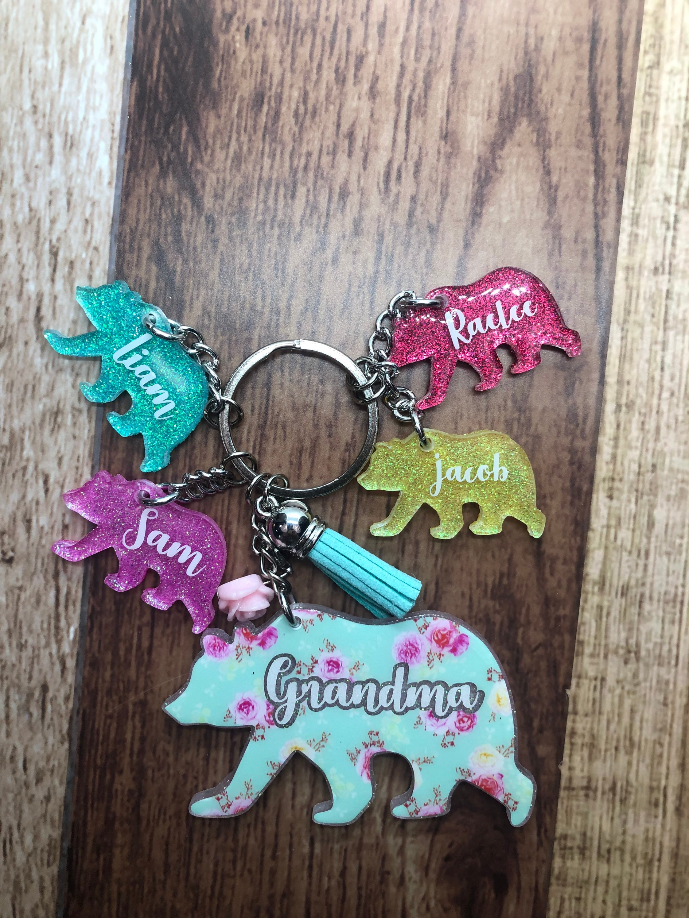 Mama Bear & Cub Keychain • Custom You Design Glitter Mother Baby Babies ...