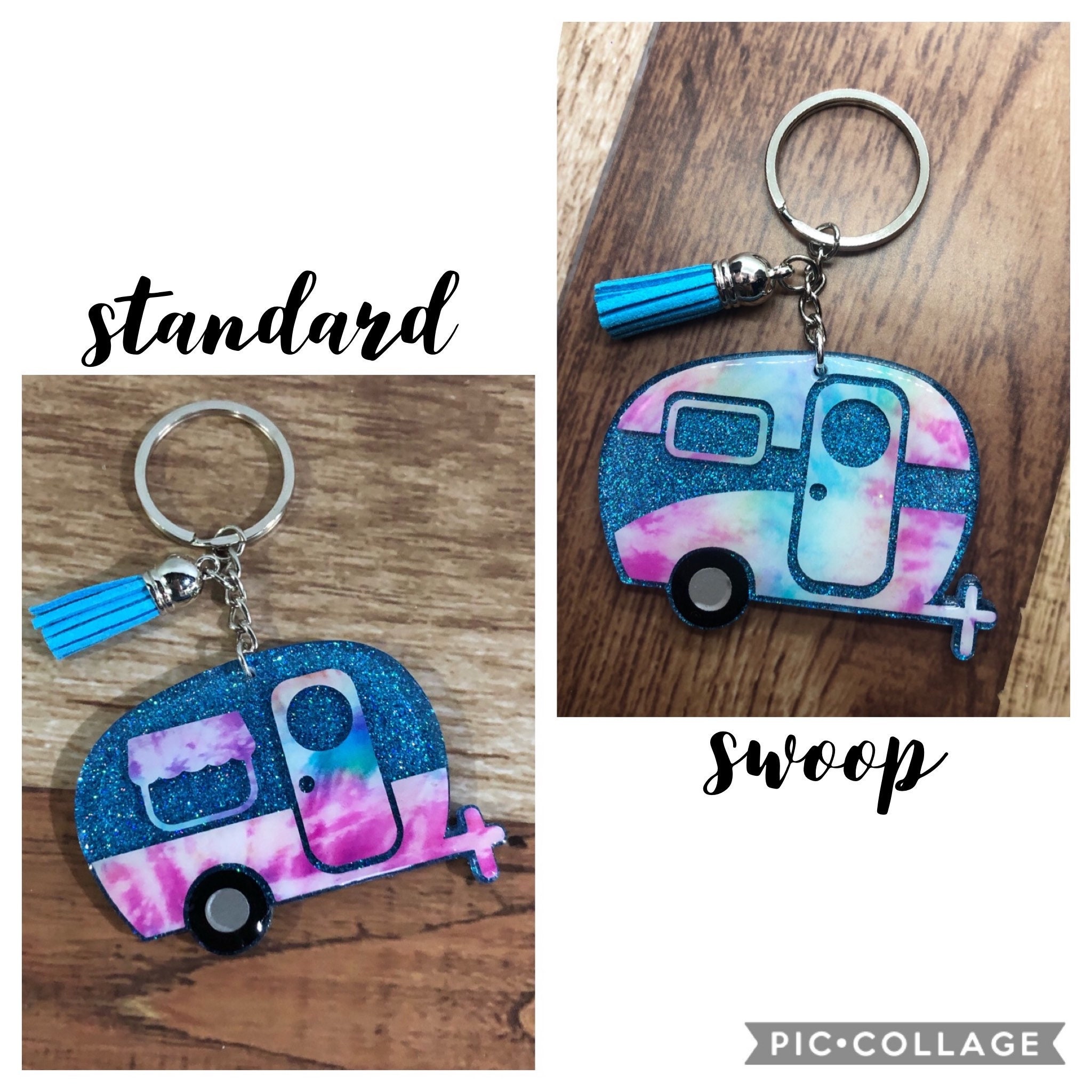 Tie Dye Camper Keychain Summer Camp Fifth Wheel Retro Glitter | Etsy