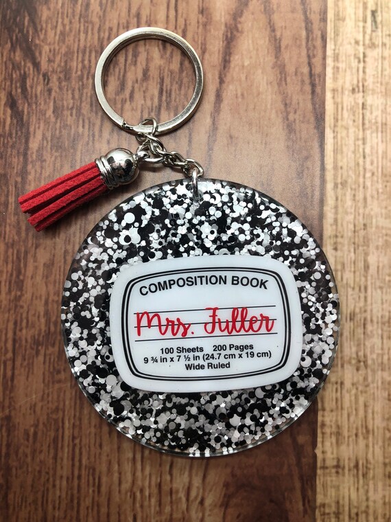 Composition Notebook Keychain Writing Book Teacher Gift | Etsy