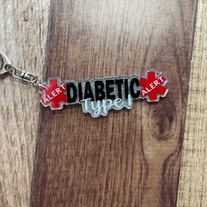 Diabetic Alert Tag Type 1 2 One or Two Diabetes Silver Glitter Red ...