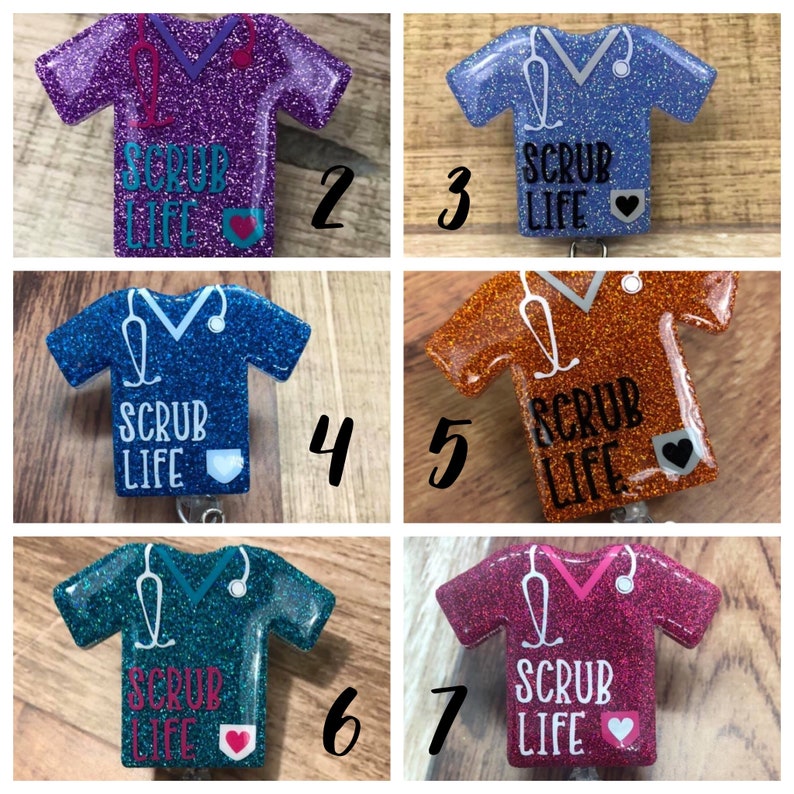 Scrub Top Badge Reel Scrub Life glitter nurse doctor doc RN | Etsy