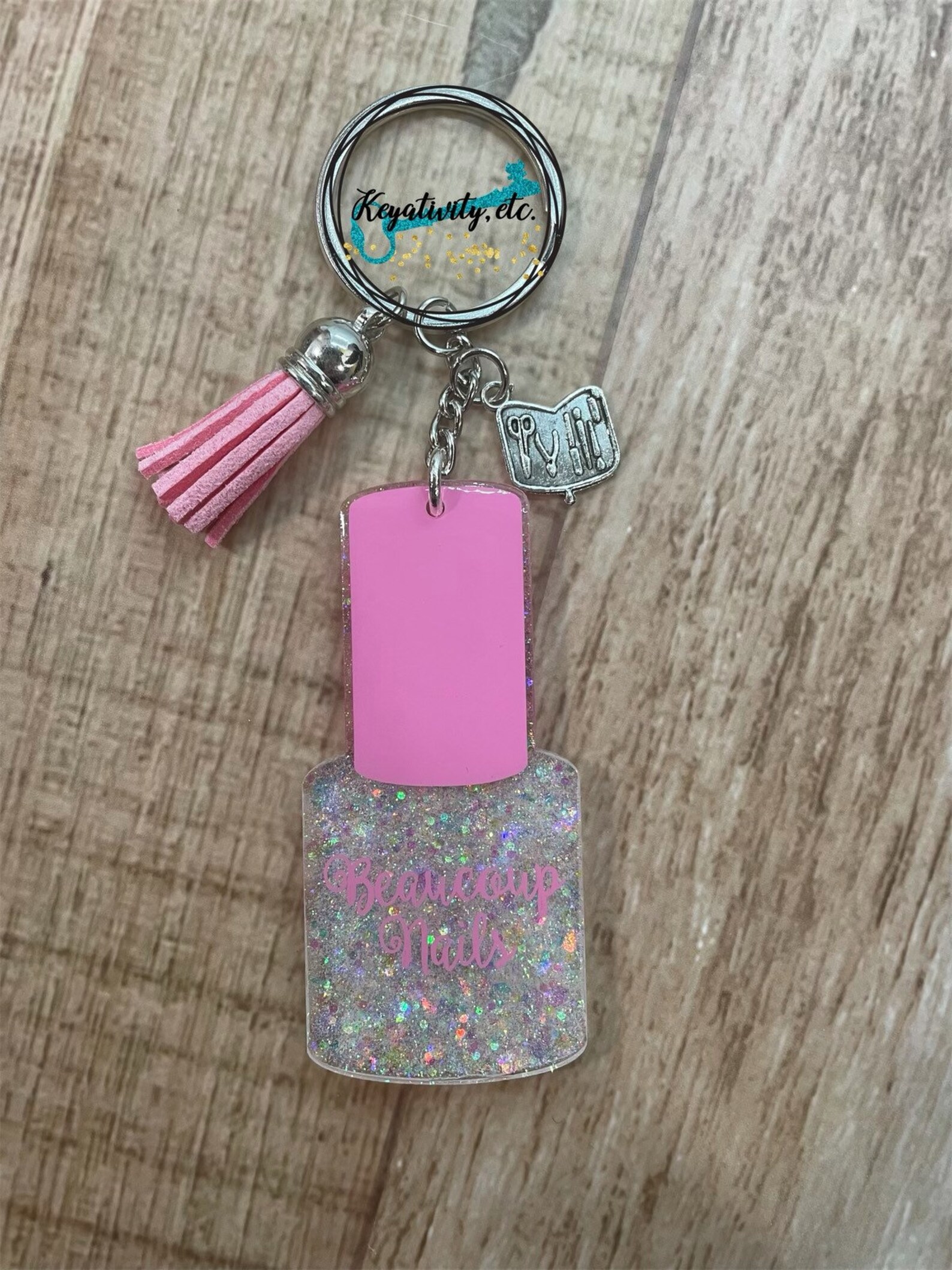 Nail Polish Keychain Glitter Tassel Key Chain Made to | Etsy