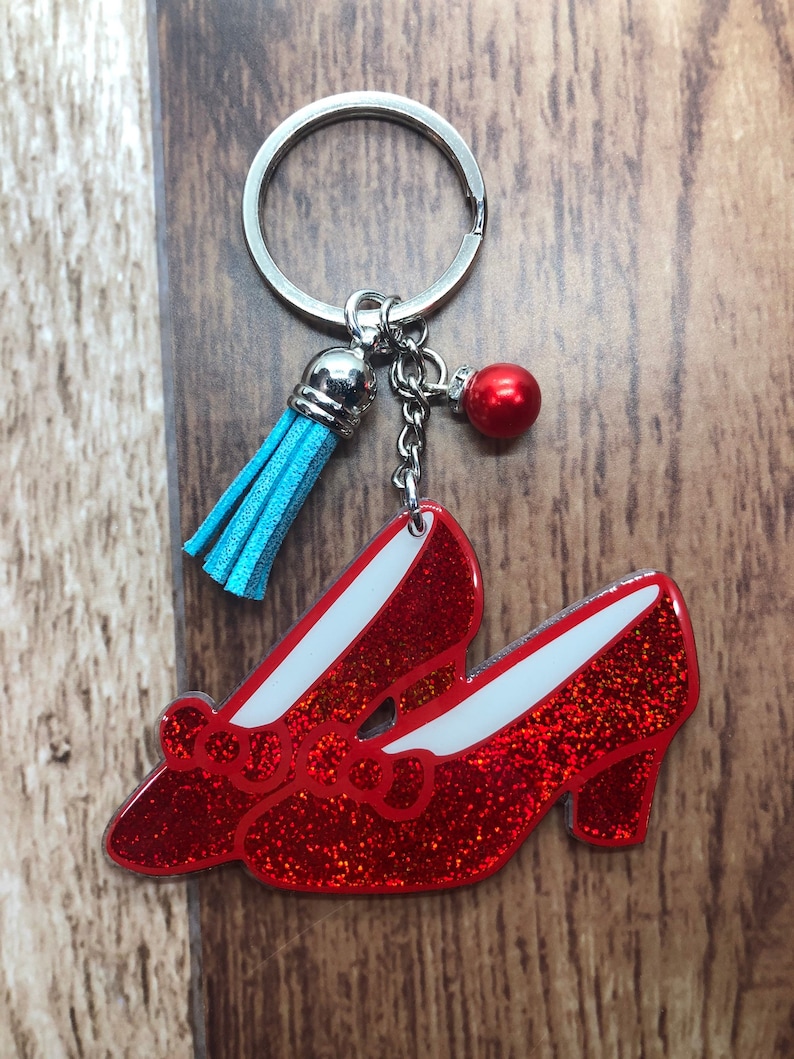 Ruby Red Slippers Keychain • Wizard of Oz Dorothy Gingham Glitter ...