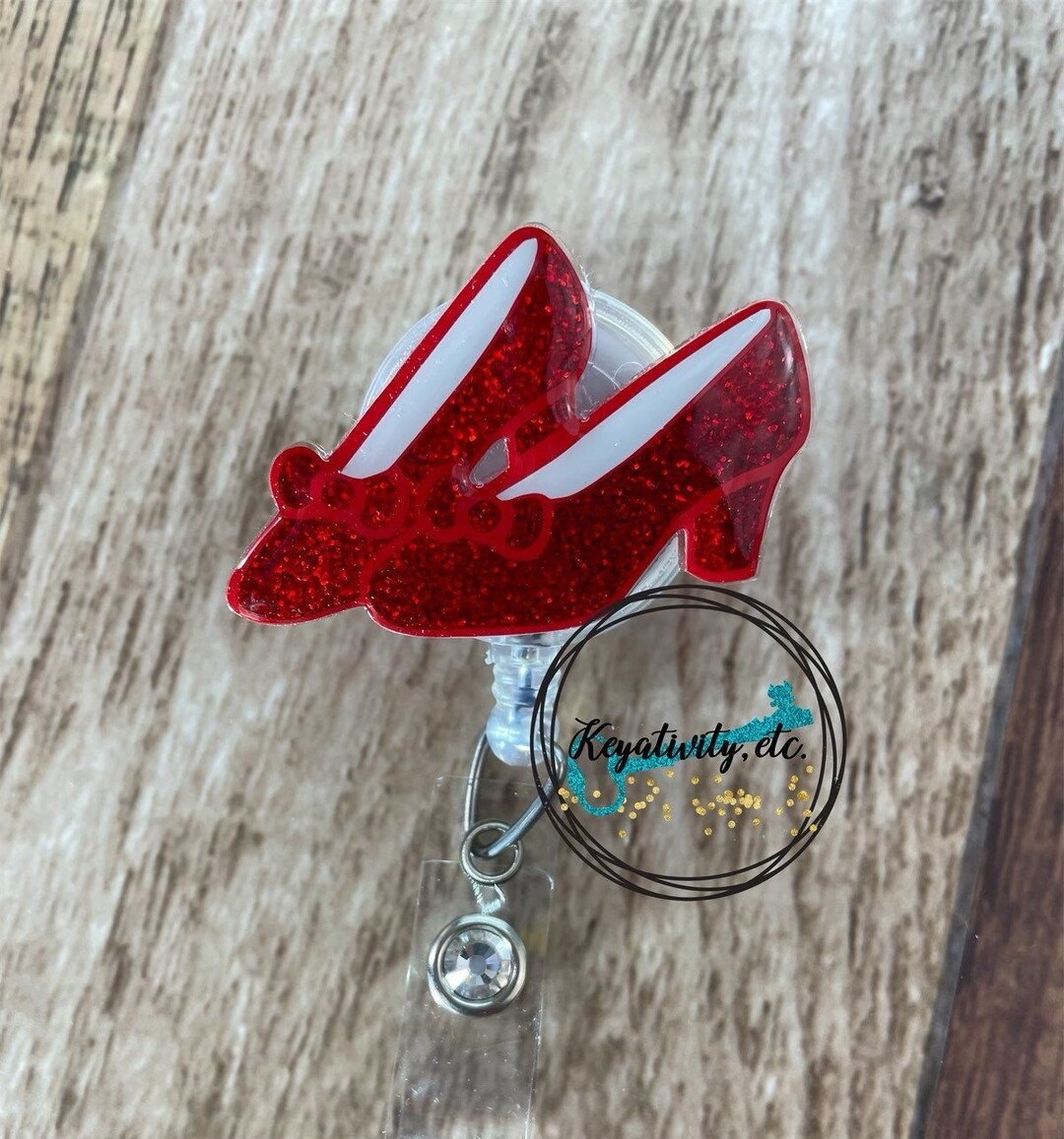 Ruby Red Slippers Badge Reel • Wizard of Oz Dorothy Red Glitter Badge ...