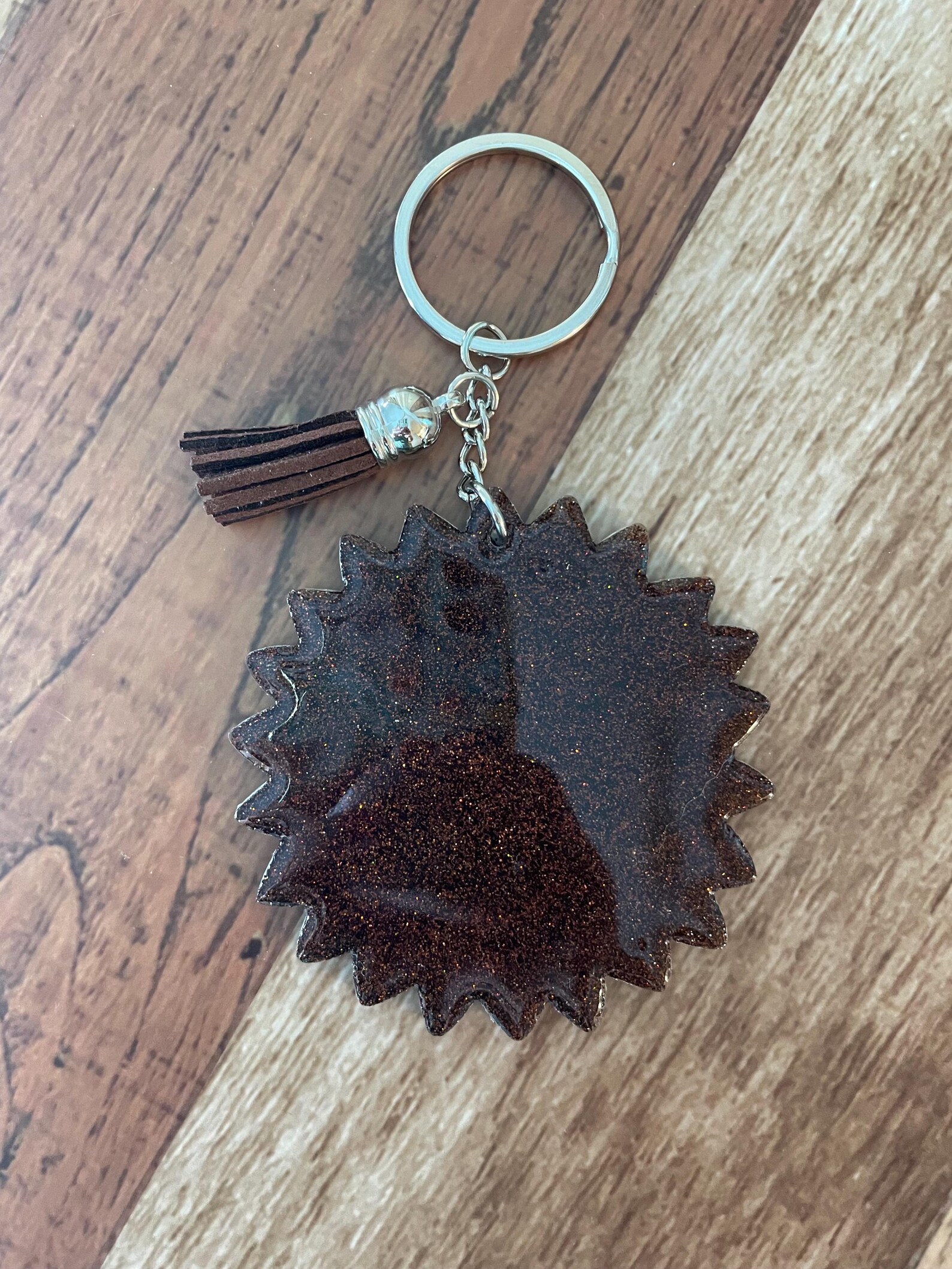Sunflower Keychain • Flower Yellow Summer Brown Mocha Tassel Key Chain ...