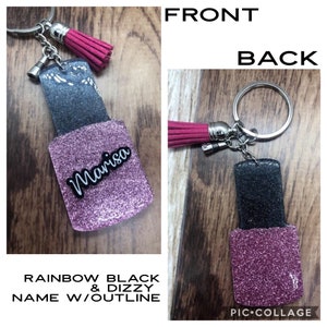 Nail Polish Bottle Keychain Glitter Tassel Key Chain Made to Order You ...