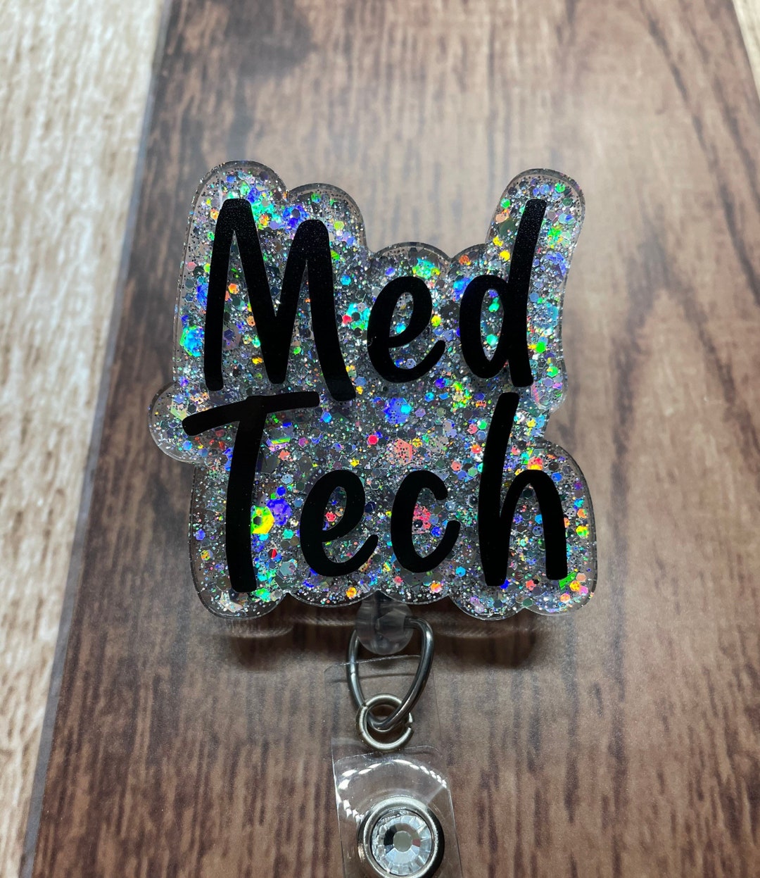 Med Tech Badge Reel • Medical Technologist Technician Silver Glitter ...