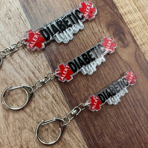 Diabetic Alert Tag Type 1 2 One or Two Diabetes Silver Glitter Red ...