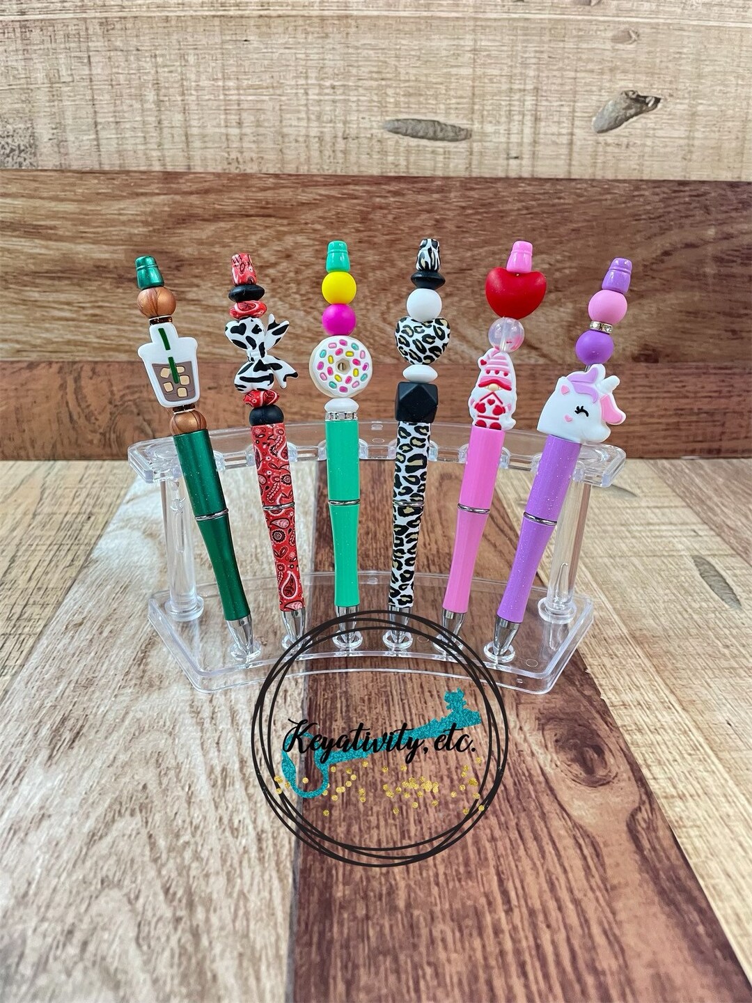 Silicone Beaded Pen • Iced Coffee Cow Bow Donut Cheetah Leopard Gnome ...