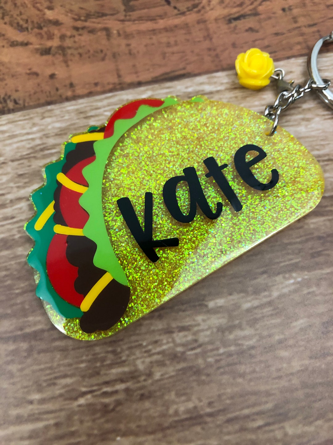 Taco Keychain Taco Tuesday Mexican Peace Love Tacos Spanish Yellow ...