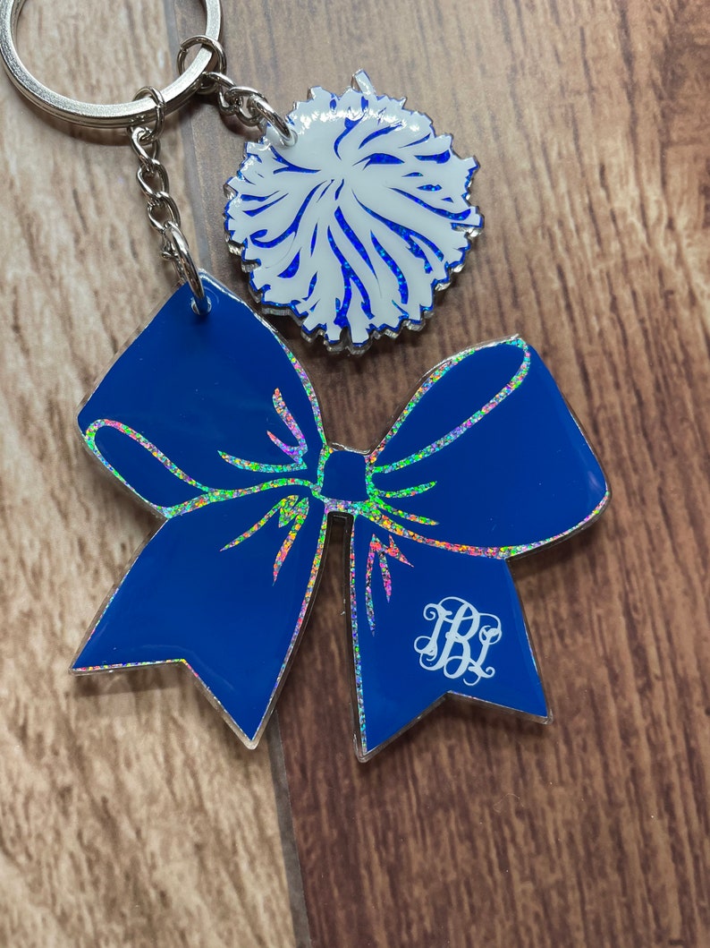 Cheer Bow Pom Pom Keychain Cheerleader Cheering High School | Etsy