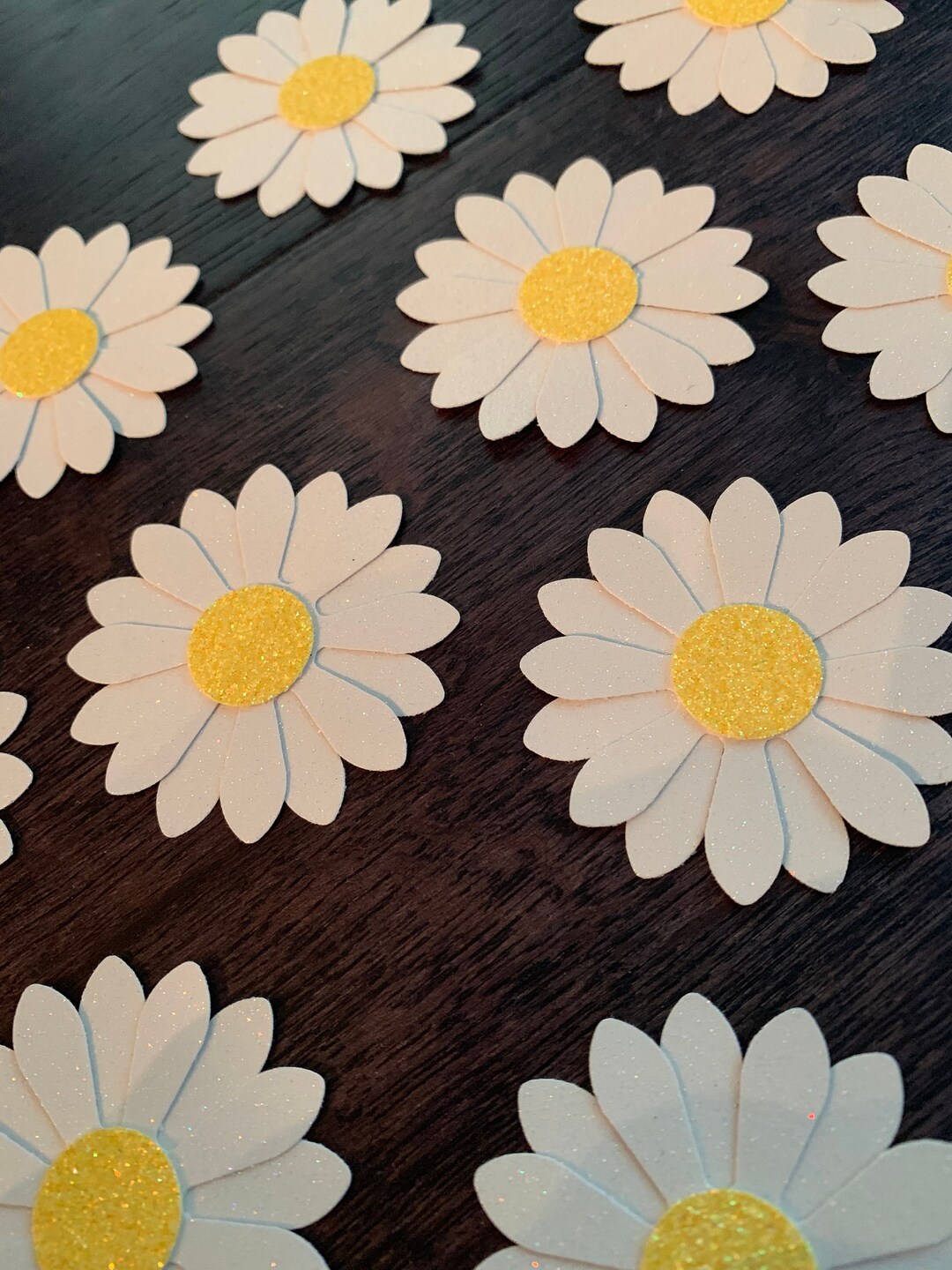 10 Handmade Glitter Paper Daisies - Etsy