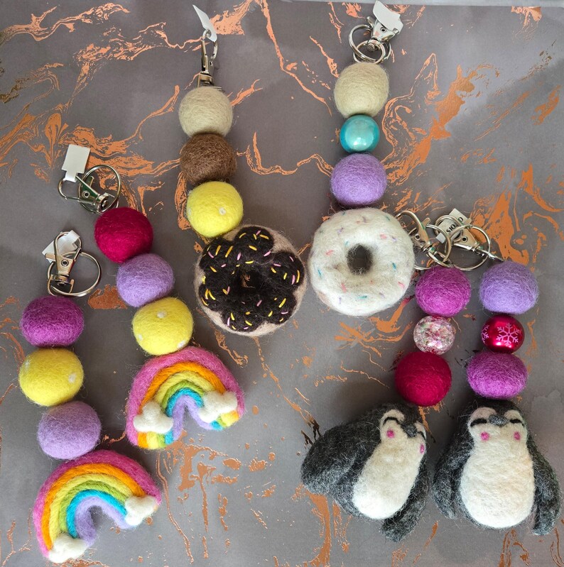 Keychains - Set 3 - Felt Rainbow Donut Penguin - Etsy